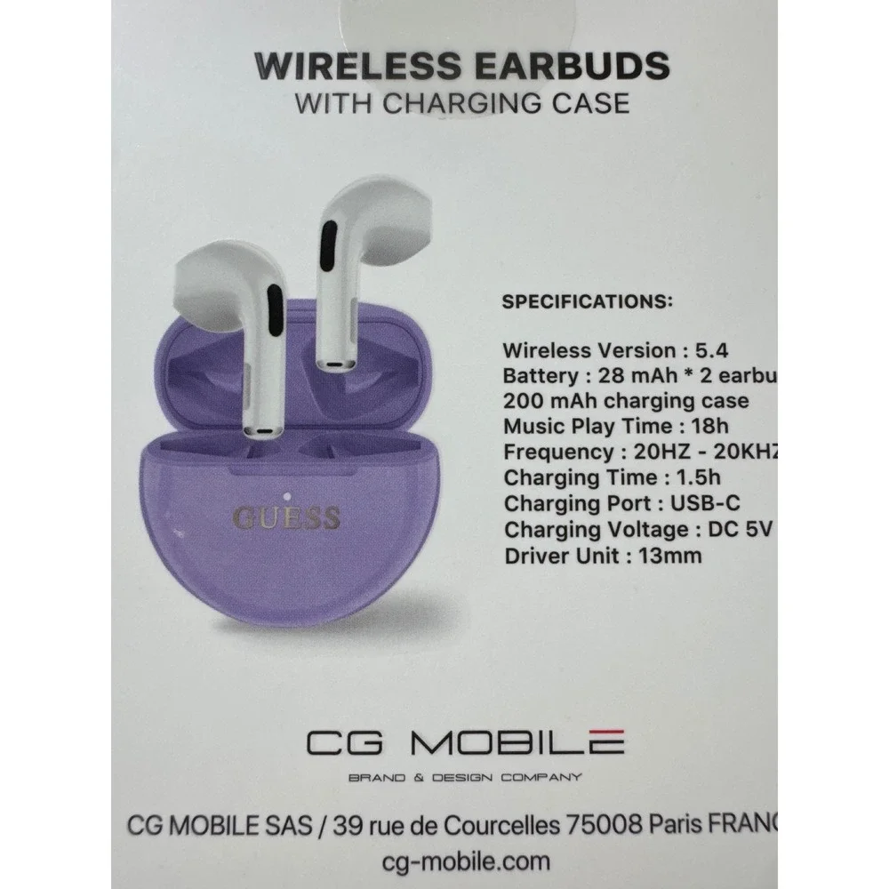 Guess | Headphones | Guess Wireless Earbuds With Charging Case Purple ...